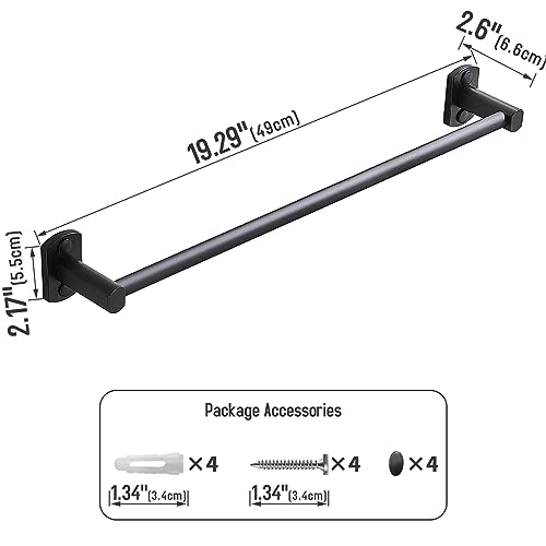 Dancrul Bathroom Towel Bar for Wall Mount-Towel Rods for Bathroom-20 Inch Black Towel Holder Bath Towel Hanger