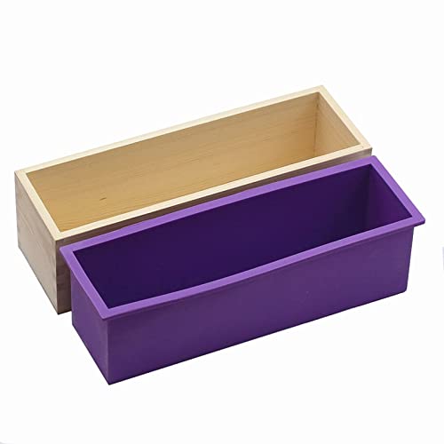 DD-life Flexible Rectangular Soap Silicone Loaf Mold Wood Box for 42oz Soap Making Supplies ¡