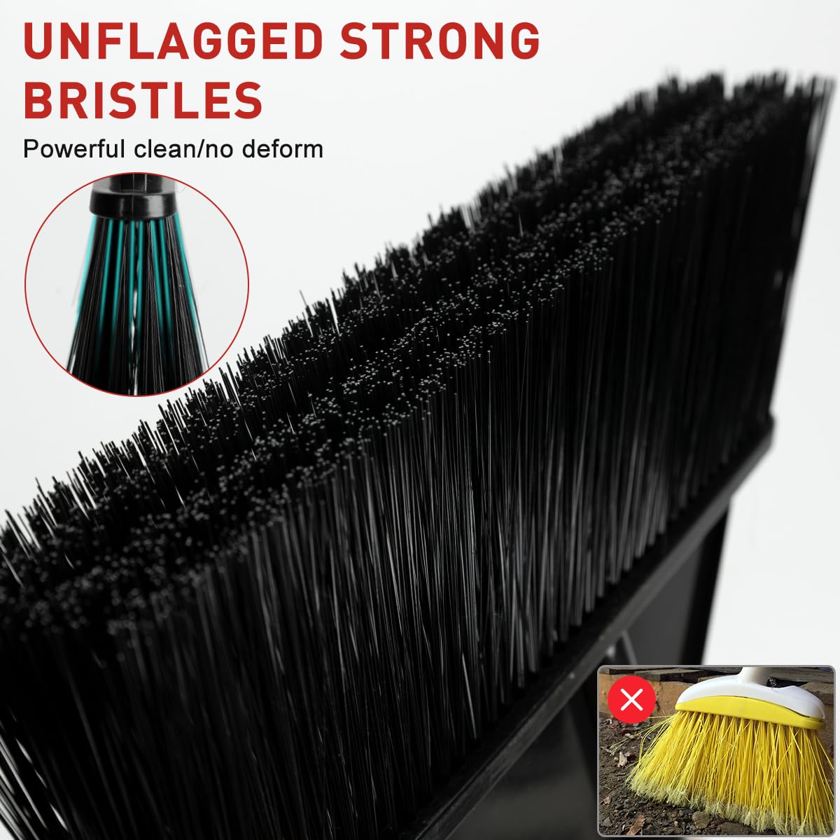 Outdoor Broom Heavy Duty 62” Long Handle Brooms for Sweeping Outside Stiff Bristle Angle Broom for Household/Commercial Uses