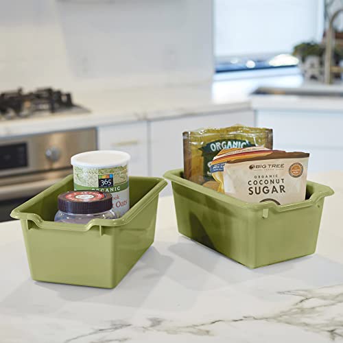 ECR4Kids Scoop Front Storage Bin, Multipurpose Organization, Fern Green, 5-Piece