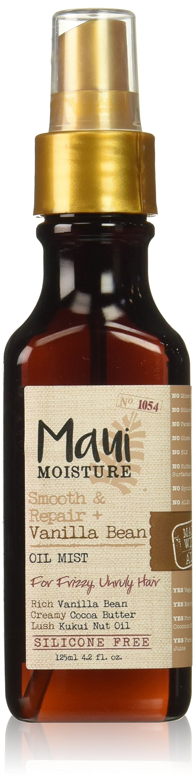 Maui Moisture Smooth & Repair + Vanilla Bean Anti-Frizz Hair Oil Mist to Hydrate, Soften & Moisturize Thick, Coarse, Curly & Natural Hair, Vegan, Silicone- & Paraben-Free, 4.2 fl oz