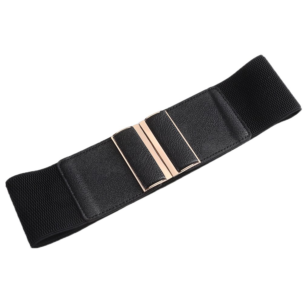 Beltox Womens 3" Wide Belt Elastic Stretch Cinch Waistband Lady Cummerband(30"-51",Black D)