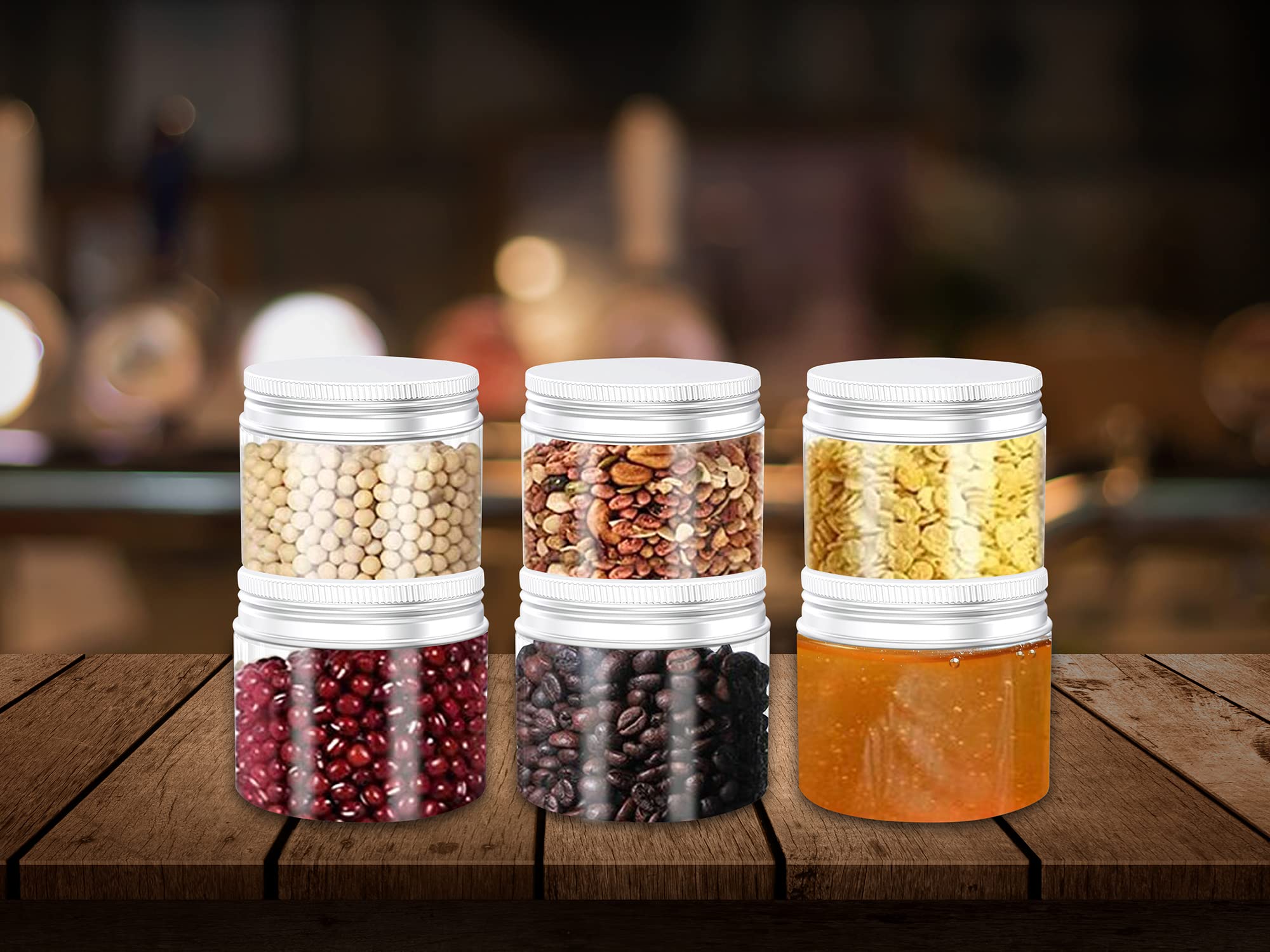 Axe Sickle 10 Ounce Plastic Jars Clear Plastic Mason Jars Storage Containers Wide Mouth With Lids For Kitchen & Household Storage Airtight Container 6 PCS