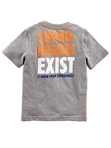 Simple Joys by Carter's Baby Boys' 3-Pack Short-Sleeve Tee Shirts, Blue Stripe/Grey Dinosaur/Navy Text Print, 5T