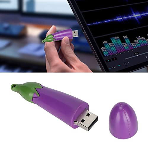 Cartoon Eggplant USB Flash Drive, USB2.0 Memory Thumb Stick U Disk for School Kids and Students Gift(32GB)
