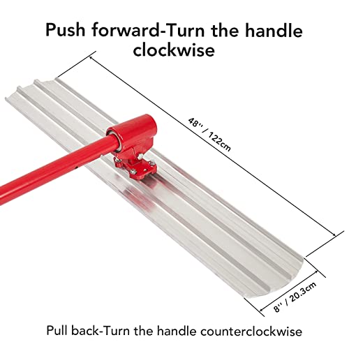Bull Float Magnesium Concrete Float, 48 x 8" Round End Concrete Float Tool Cement Tool, Concrete Kit Bull Float with 4 Float Handle Bracket Concrete Tools Finishing(RED)