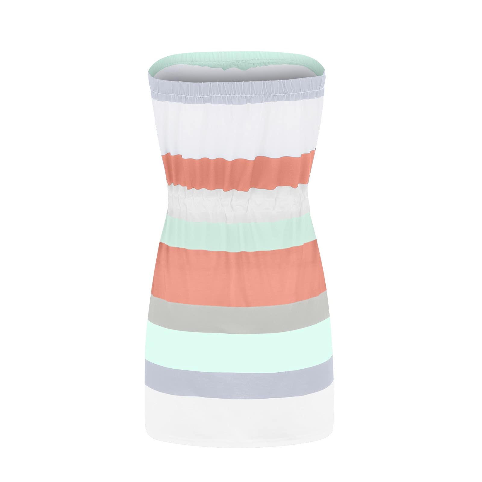Baralonly Summer Dresses for Women Beach Sleeveless V Neck Tunic Striped Splicing Sling Strap Dress with Drawstring