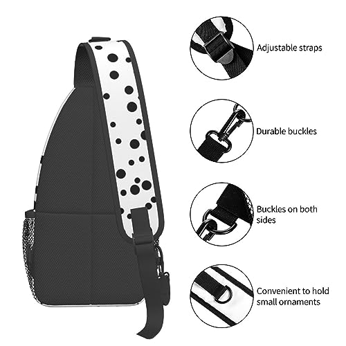 Black And White Polka Dot Bag Crossbody Travel Hiking Bags Mini Chest Backpack Casual Shoulder Daypack For Women Men Lightweight