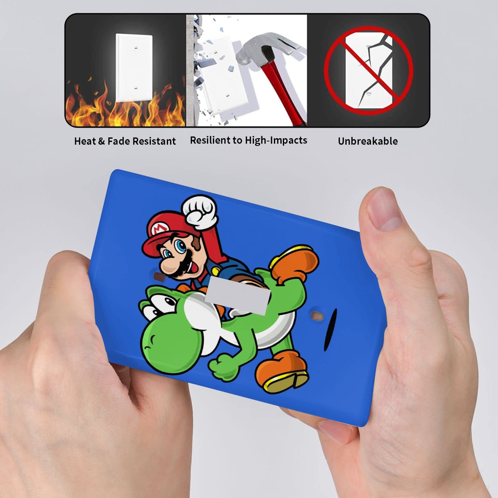 Cartoon Light Switch Cover Decortive Single Toggle Blue Wall Plate for Kids Bedroom Kitchen Nursery Home Decor