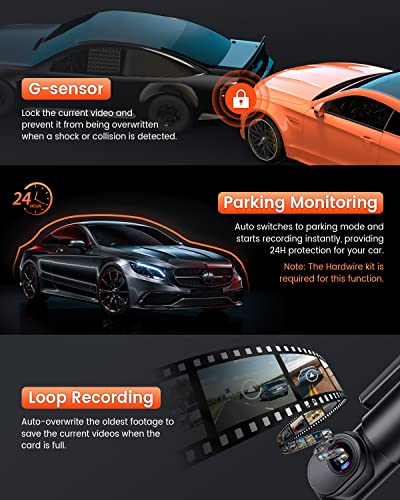 Dash Cam 1080P Car Camera, Dash Camera for Cars, Dash Cam Front with Night Vision, WiFi Car Camera with App, 24h Parking Mode,Motion Detection,Loop Recording, 170°Wide Angle, G-Sensor (X9)