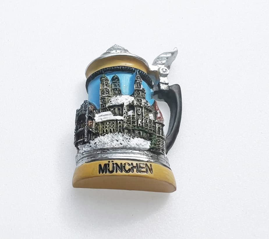 Beer Mug Munich Germany Refrigerator Magnet Travel Souvenir Fridge Decoration 3D Magnetic Sticker Hand Painted Craft