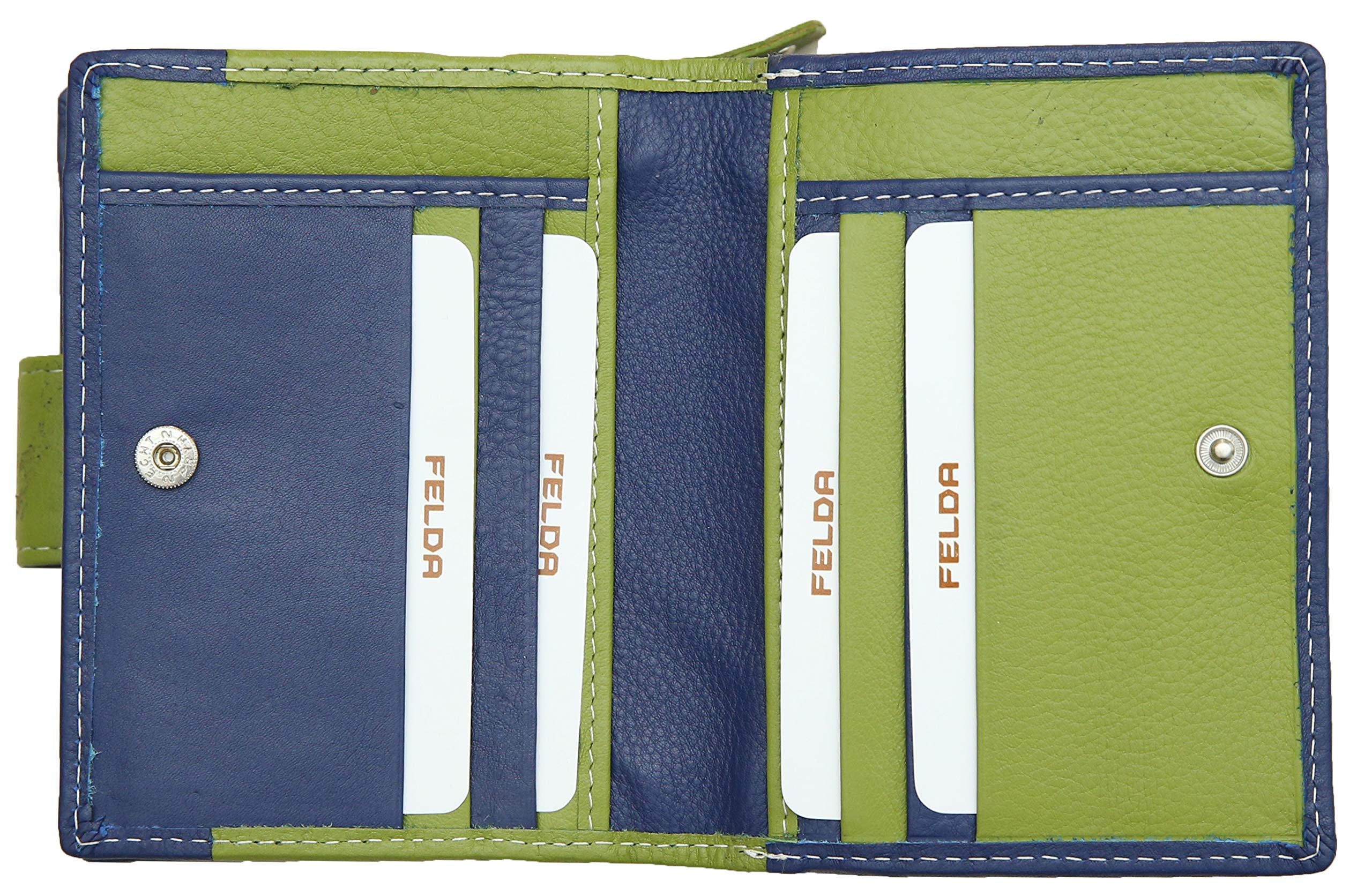 Felda RFID Genuine Leather Ladies Purse Wallet 14 Credit Card Slots & Coins Compartment