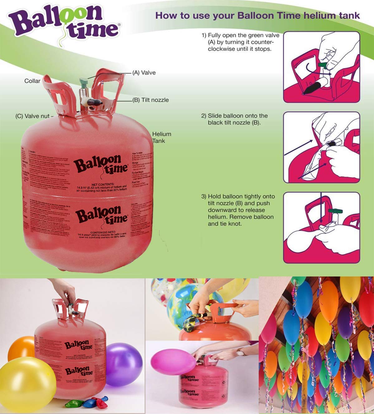 BLUE RIBBON, Helium Tank with 50 Balloons and White Ribbon + 12 Gold Balloon Weights + Plus Balloon Tying Tool