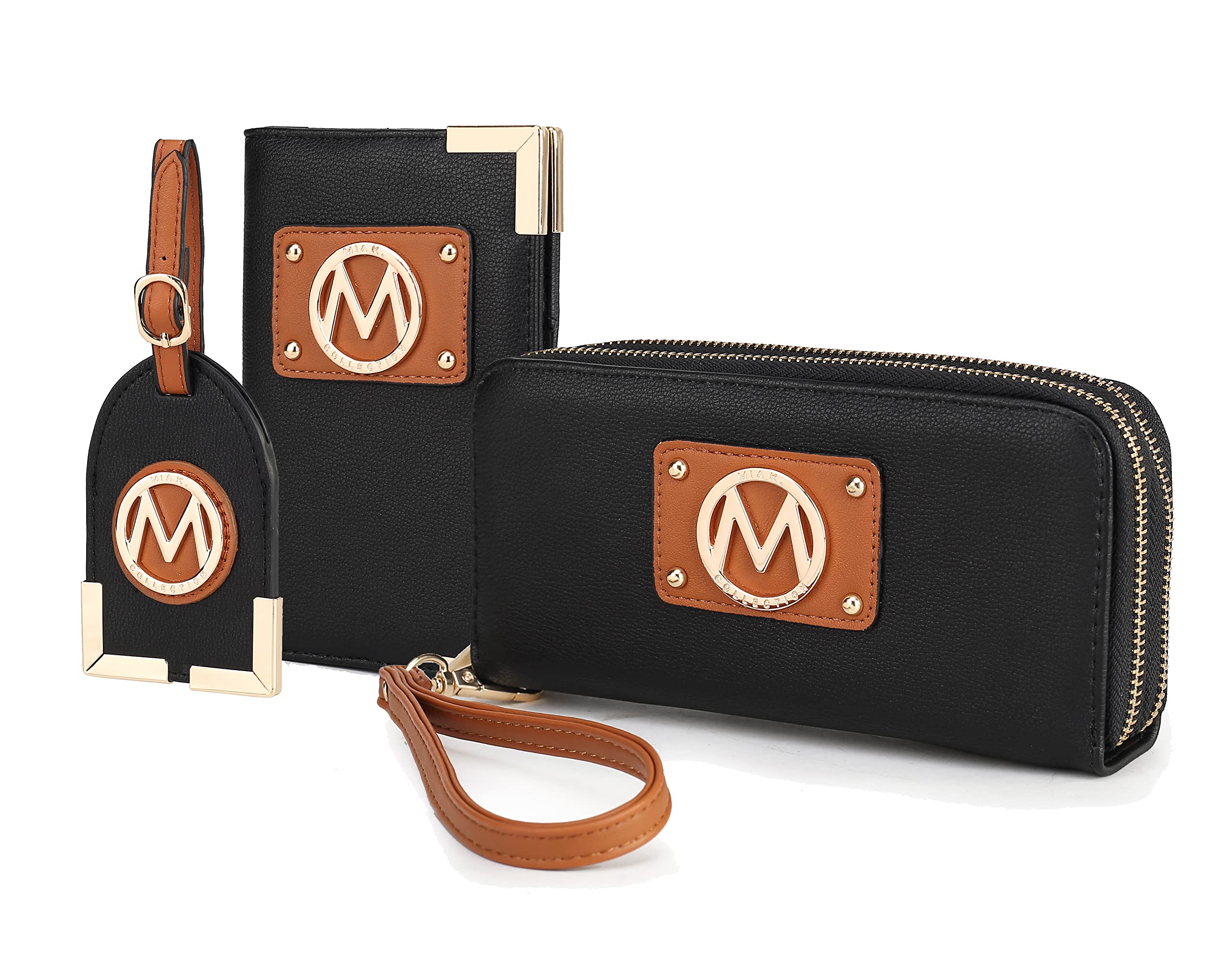 MKF Collection Women's Travel Gift 3 Piece Set - Wristlet Wallet -Passport Holder - Luggage Name Hang Tag