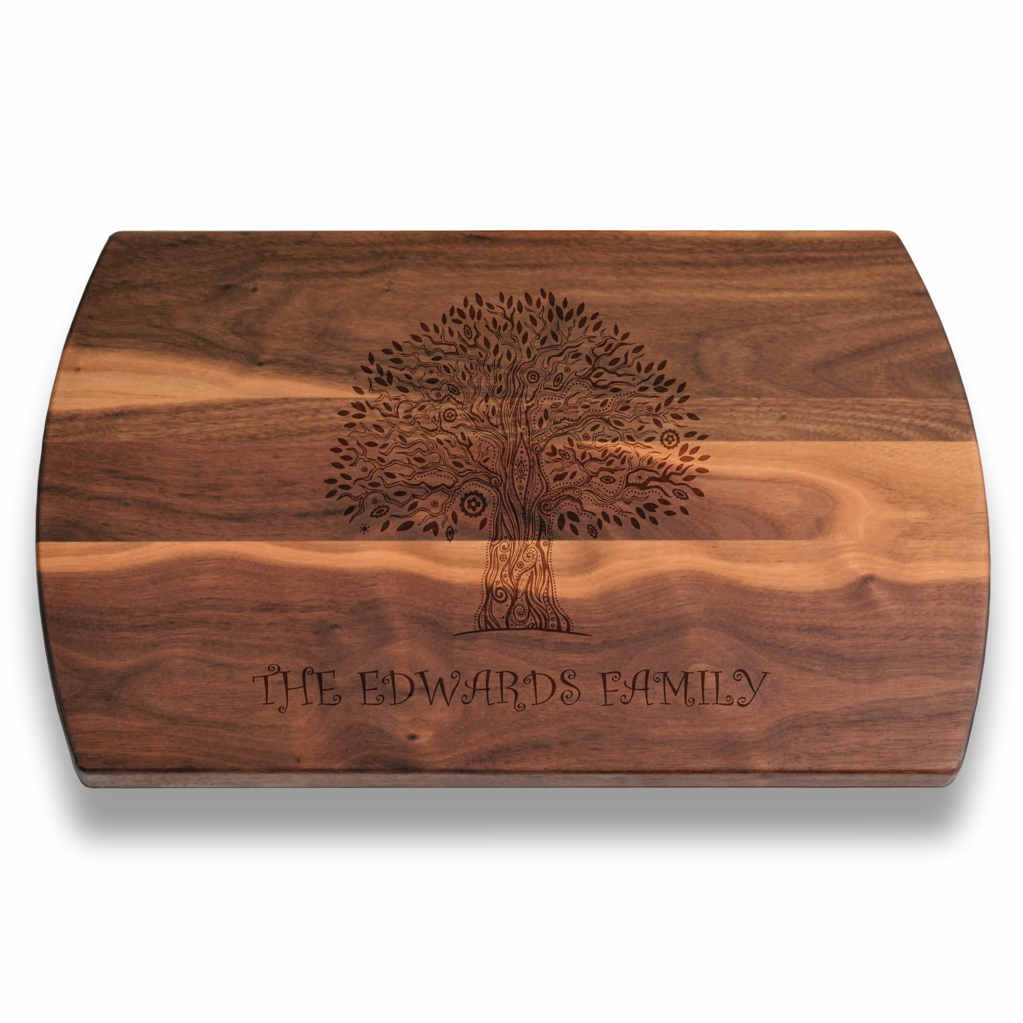 Blue Ridge Mountain Gifts Personalized Tree of Life Cutting Board - Custom Laser Engraved Wood Chopping Board- Great for Father's Day Wedding, Anniversary, Birthday, and more - 3 Wood Types & Sizes