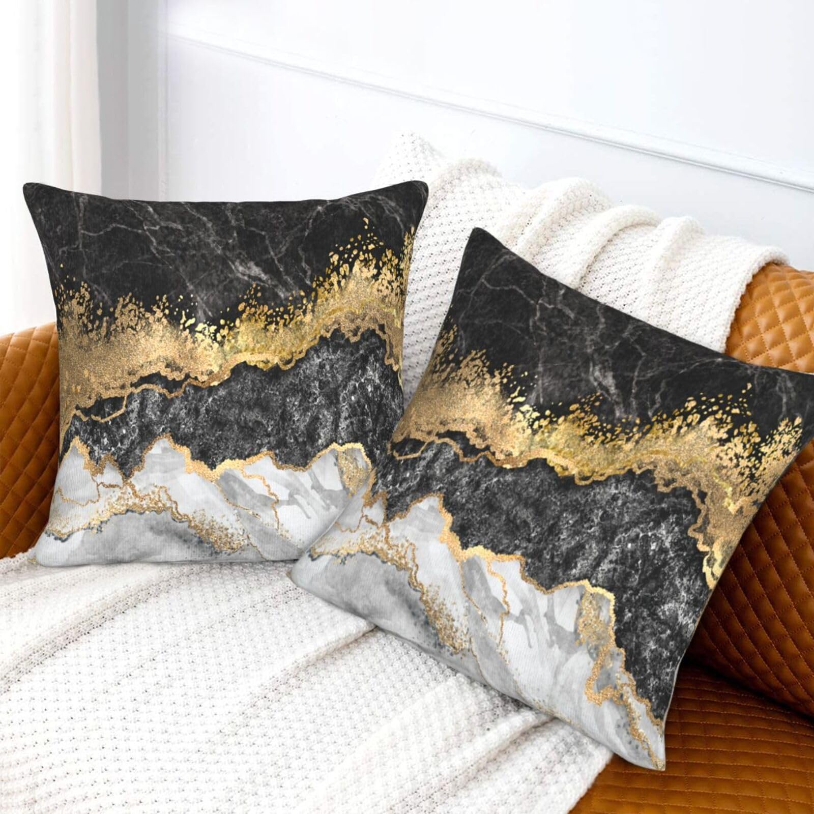 Black and White Throw Pillow Covers 18 X 18 Inch Set of 2 Modern Abstract Art Line Boho Decorative Pillow Cases Cushion Covers for Sofa Couch Car Bedroom Home Decor