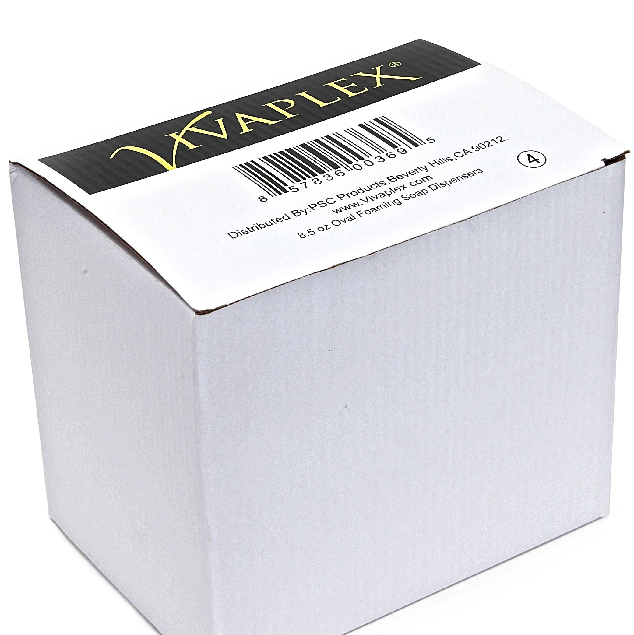 Vivaplex, 4, Clear, 8.5 oz (250 ml), Oval, Plastic Foaming Soap Dispensers, with White Pumps