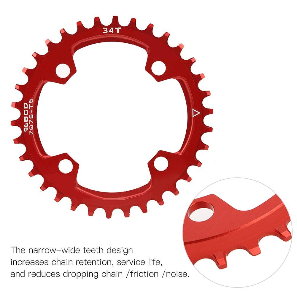 Bike Chainring,96BCD Bike Narrow Wide Round Chainring Repair Single Chain Ring for Mountain ycle (34T)