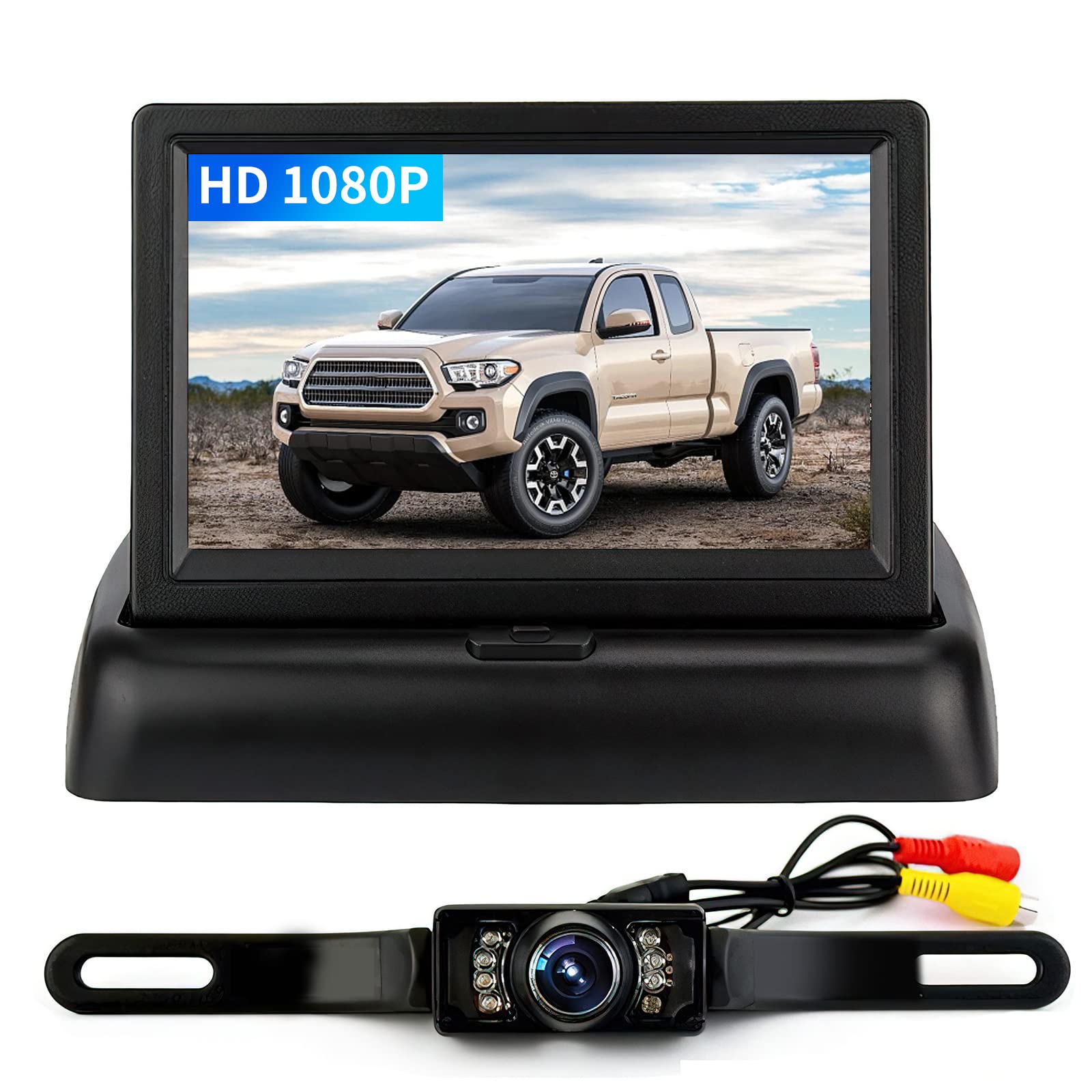 Backup Camera for Car Wireless HD 1080P 4.3'' Rear View Mirror System IP68 Waterproof Reverse Cam Kit for Car Trucks Minivans SUV Easy Installation Night Vision DIY Guide Lines