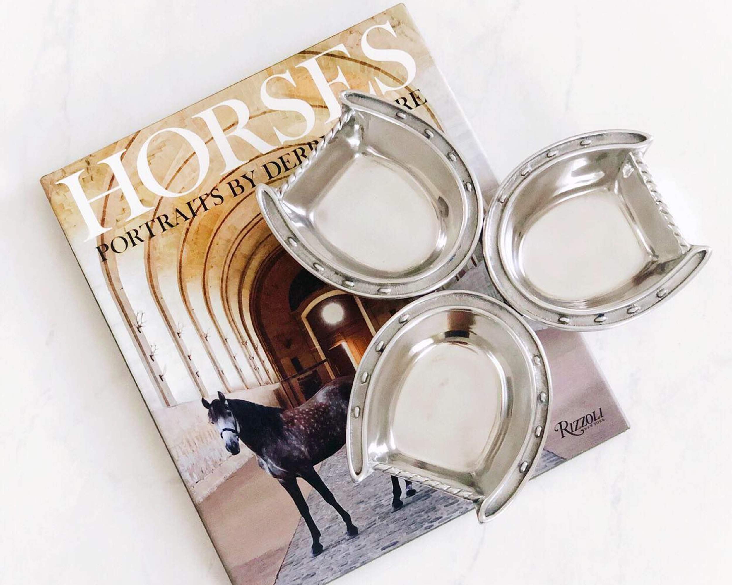 Arthur Court Designs Aluminum Lucky Horseshoe 3-Bowl Bowls Set Server 10.5 inch Diameter 1.5 inch Tall