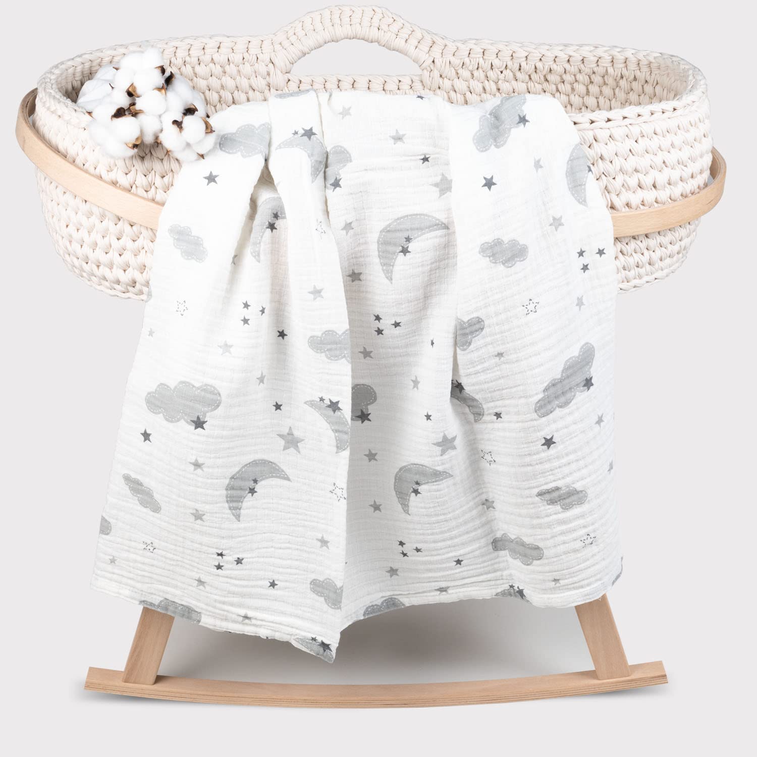 Barida Soft Muslin Swaddle Blankets, Infant Wearable Swaddling Set Skin Friendly Lightweight Ideal Gift Extra Large Wrap (Stars)