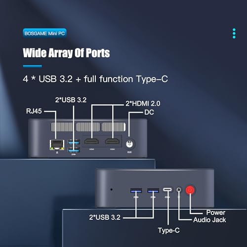 BOSGAME B95 Mini PC Intel 12th Gen N95 (up to 3.4GHz) Mini Desktop Computers W11 Pro 16GB RAM 512GB M.2 SSD, Micro PC Support 4K UHD Dual HDMI & Type-C, Dual WiFi 5, BT 4.2