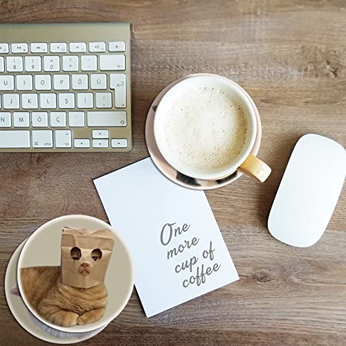 Funny Cat Coasters Pack, Set of 4 Cat Meme Drink Coaster, Non Slip Silicone Heat Insulation Cup Mats for Tabletop Protection, 4 Inches