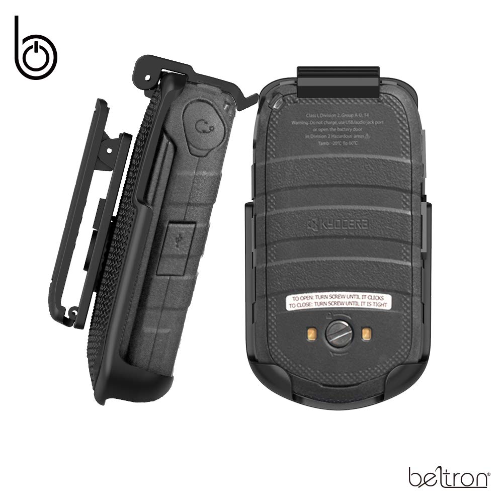 BELTRON DuraXV LTE Belt Clip Holster, Heavy Duty Rotating Belt Clip Holder Case for Kyocera DuraXV LTE E4610 (Verizon), DuraXE E4710 (AT&T), Secure Fit with Quick Release Latch & Kickstand Black