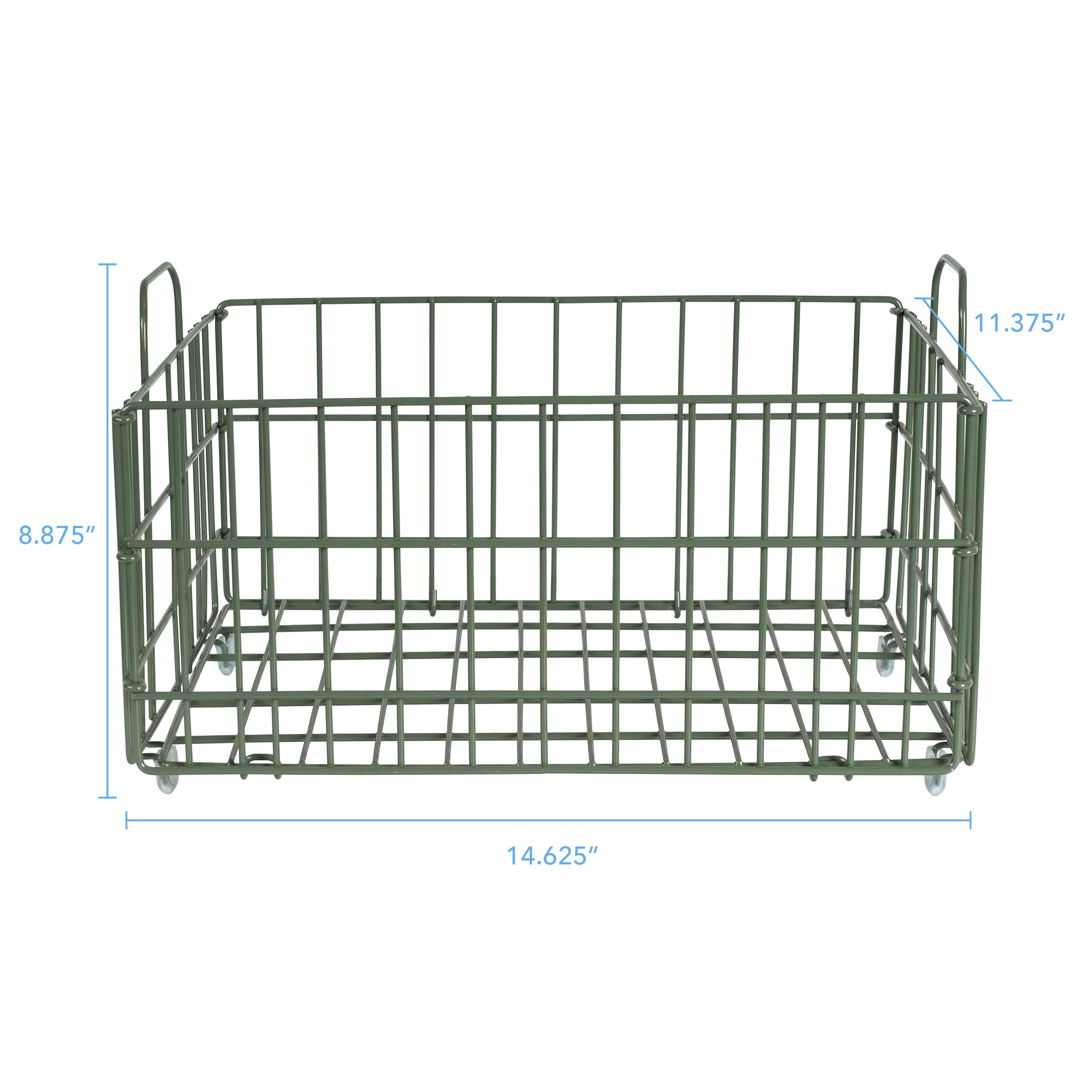 Atlantic Tabletop Wire Storage Basket, Heavy-Gauge Powder-Coated Metal Wire Construction, Stackable for Easy Expansion, Collapsible & Foldable, Non-Slip Feet, Plastic Liner, PN 23308042 – Green