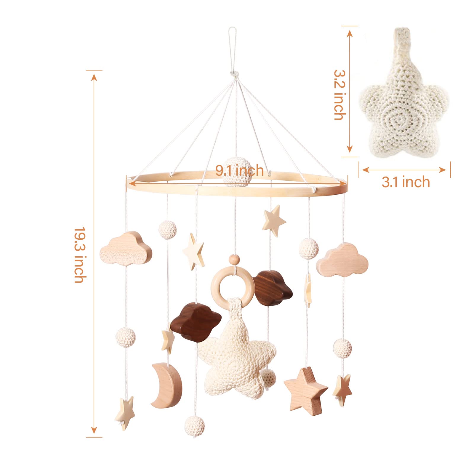 Boho Baby Mobile,Mobile for Crib,Neutral Baby Crib Mobile,Boho Nursery Decor,Handmade Baby Mobile,Boho Crib Mobile Kids Room Nursery Decor(Arm Not Included)