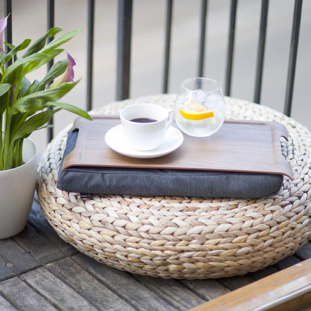 bosign Mini Multi-Purpose Laptray, Anti-Slip, Walnut Wood, Salt and Pepper Gray Cushion