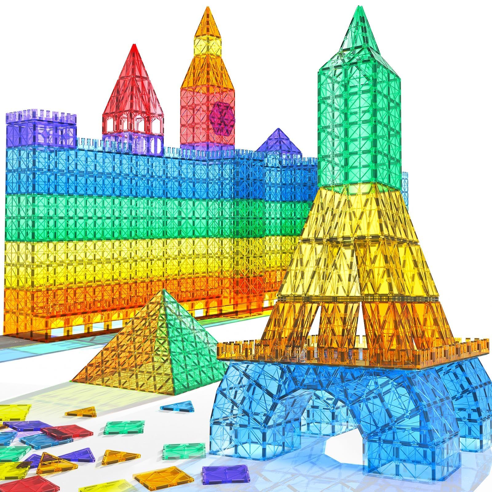 LUDILO 146PCS Magnetic Tiles Building Blocks Set for Kids Magnetic Blocks Magnet Tiles Building Toys 3D Clear Magnetic Toys Preschool Learning Stem Toys for 4 5 6 7 8 9 Year Old Girls Boys Xmas Gifts