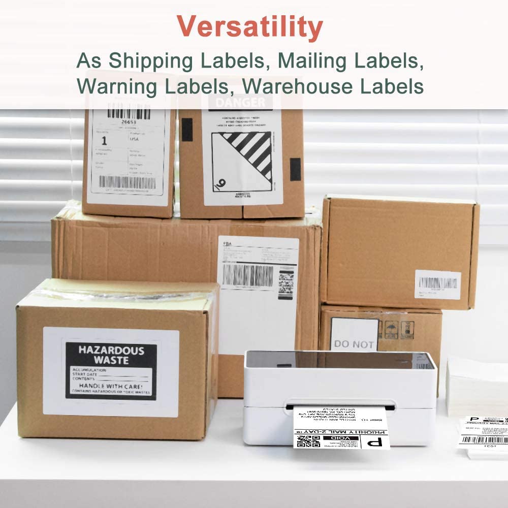 BESTEASY 4" x 6" Fanfold Direct Thermal Labels, White Perforated Permanent-Adhesive Shipping Labels, Mailing Address Label, Compatible with Zebra, Elton (4 Stack 1000 Labels/Stack)