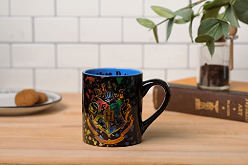 Silver Buffalo Harry Potter Hogwarts Crest Splatter Ceramic Mug, 14 Ounces