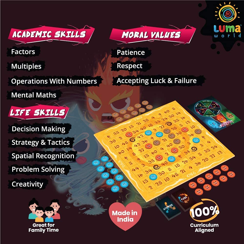 Luma World STEM Educational Board Game Xing for Ages 9+ Years to Learn Multiplication, Tables, Mental Math, Strategy, Resource Management, Easy to Learn and Play, up to 6 Players