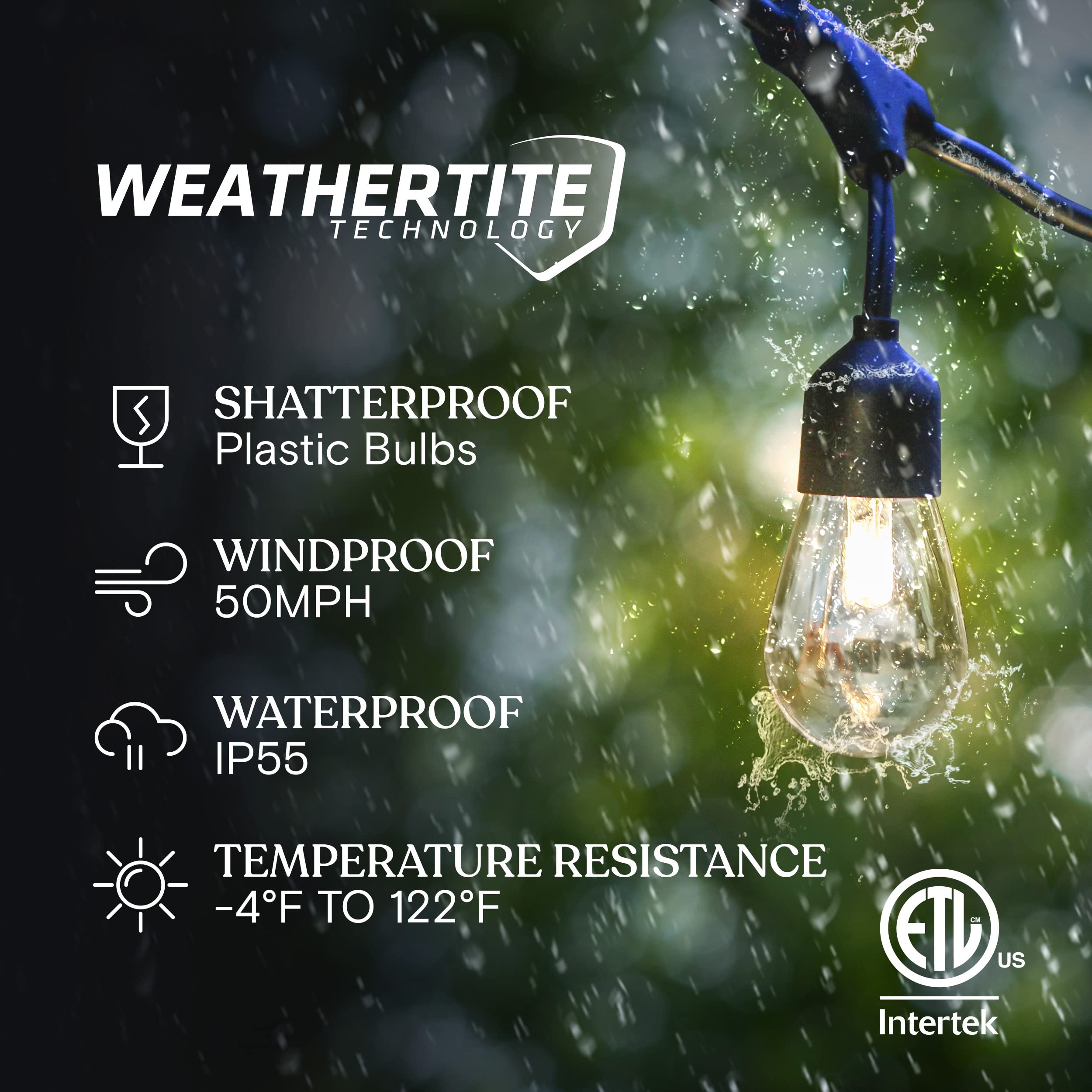 Brightech Ambience Pro Solar Powered Outdoor String Lights - Commercial Grade 27 Ft Waterproof Patio Lights with 12 Edison Bulbs, Shatterproof LED String Lights for Patio - 1W, Warm White