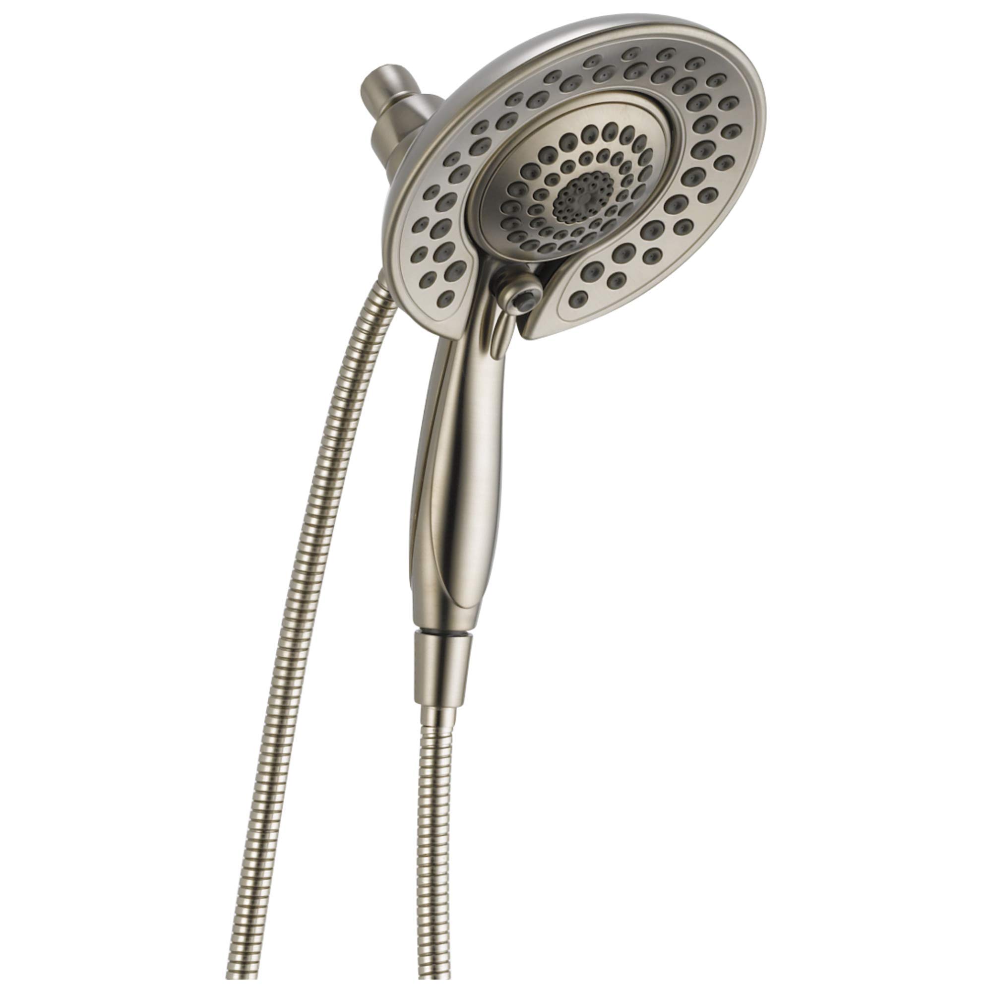 Delta Faucet 5-Spray In2ition 2-in-1 Dual Shower Head with HandHeld Spray, Brushed Nickel Hand Held Shower Head with Hose, Handheld Shower Heads, 2.5 GPM Shower Head, Stainless 58569-SS25-PK