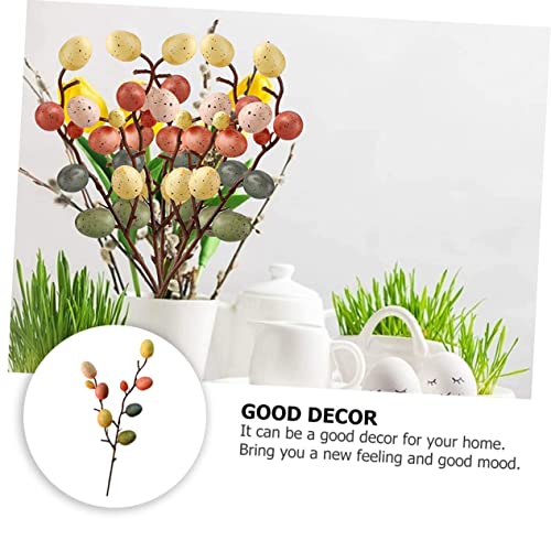 Artibetter 3pcs 5 Egg Decoration Easter Egg Vine Easter Eggs Decor Easter Party Favors Easter Vase Filler Spring Egg Stems Easter Picks with Pastel Easter Eggs Flower Shape Plant Basket Foam