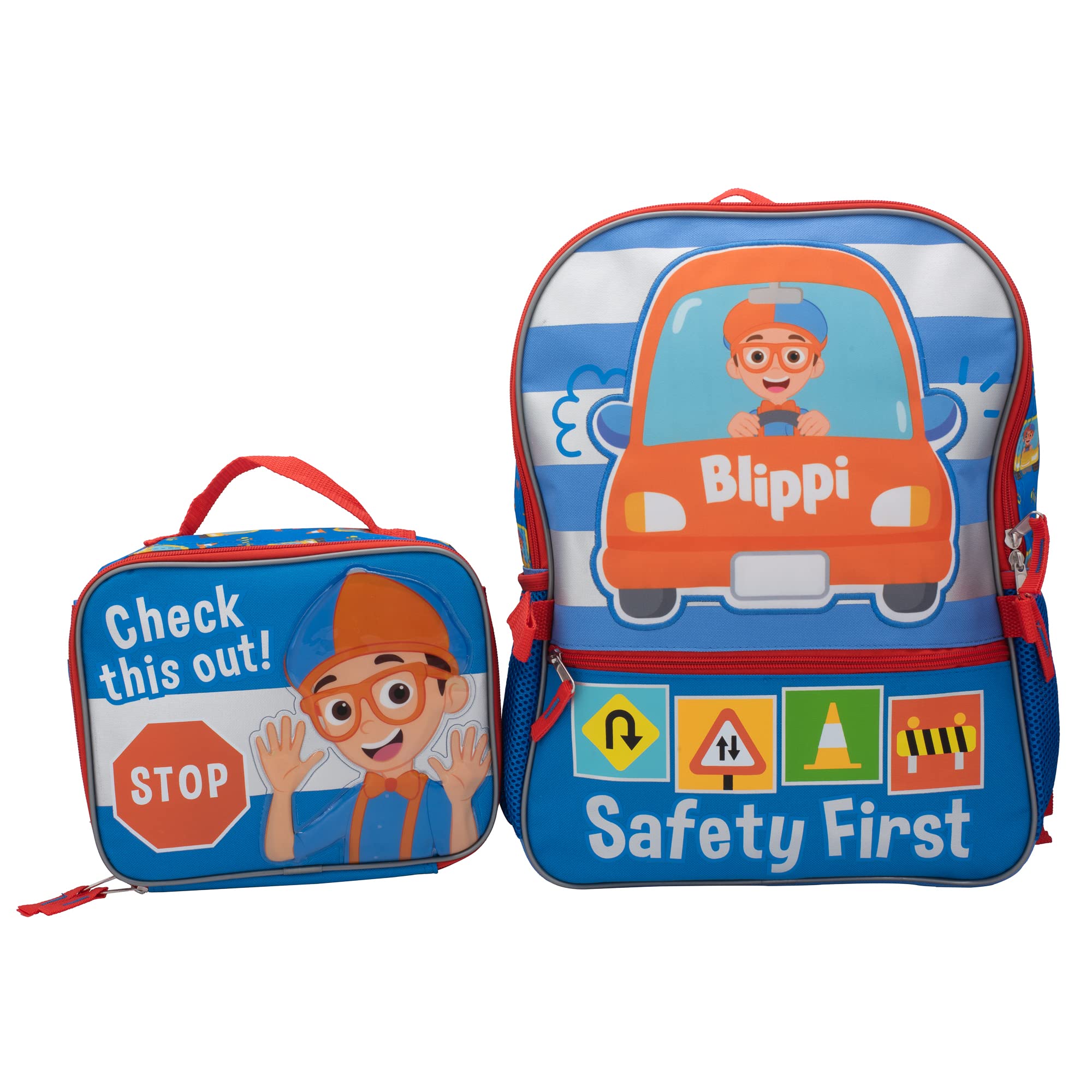 Blippi 2 Piece Backpack Set, Pre-school Girls & Boys 16" Kids Travel Bag, Blue