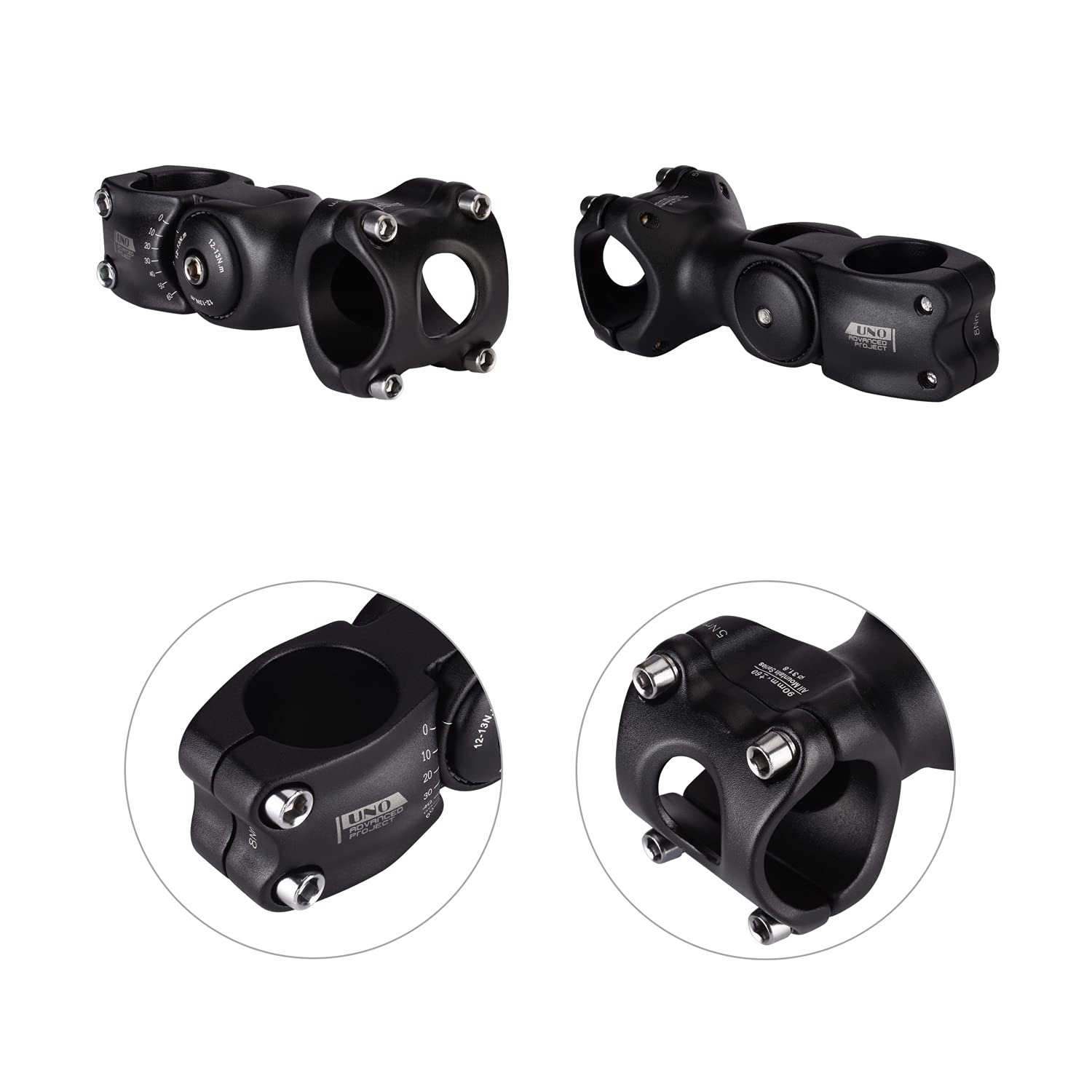 Bike Stem FOMTOR 25.4mm 110mm Adjustable 0~60 Degree UNO MTB Adjustable Handlebar Stem for Most Mountain Bike Road Bike (Fit for 1'' Handlebar)