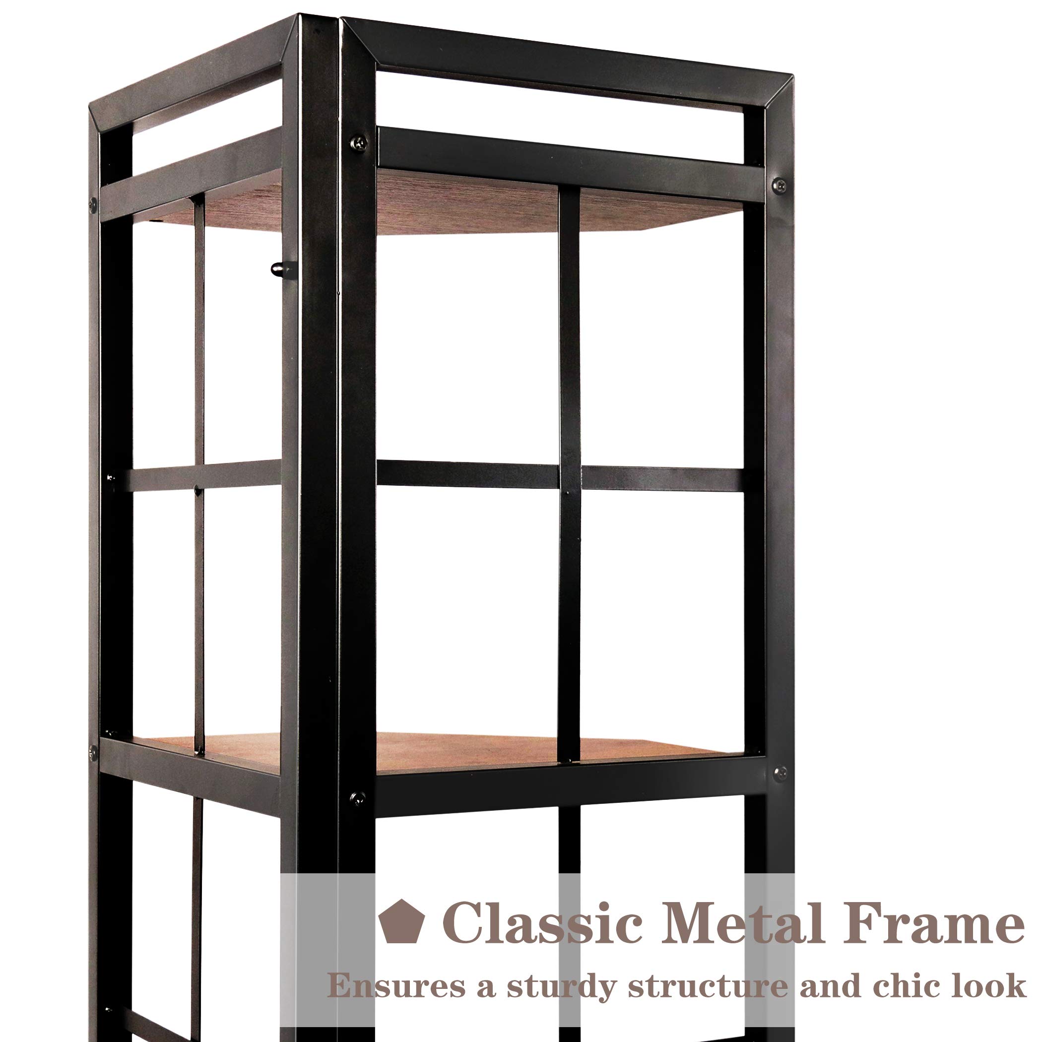 Becko US Corner Bookshelf 5 Tier Industrial Corner Shelf Corner Bookcase Plant Stand Storage Rack Display Rack for Home Office (Rustic Brown)