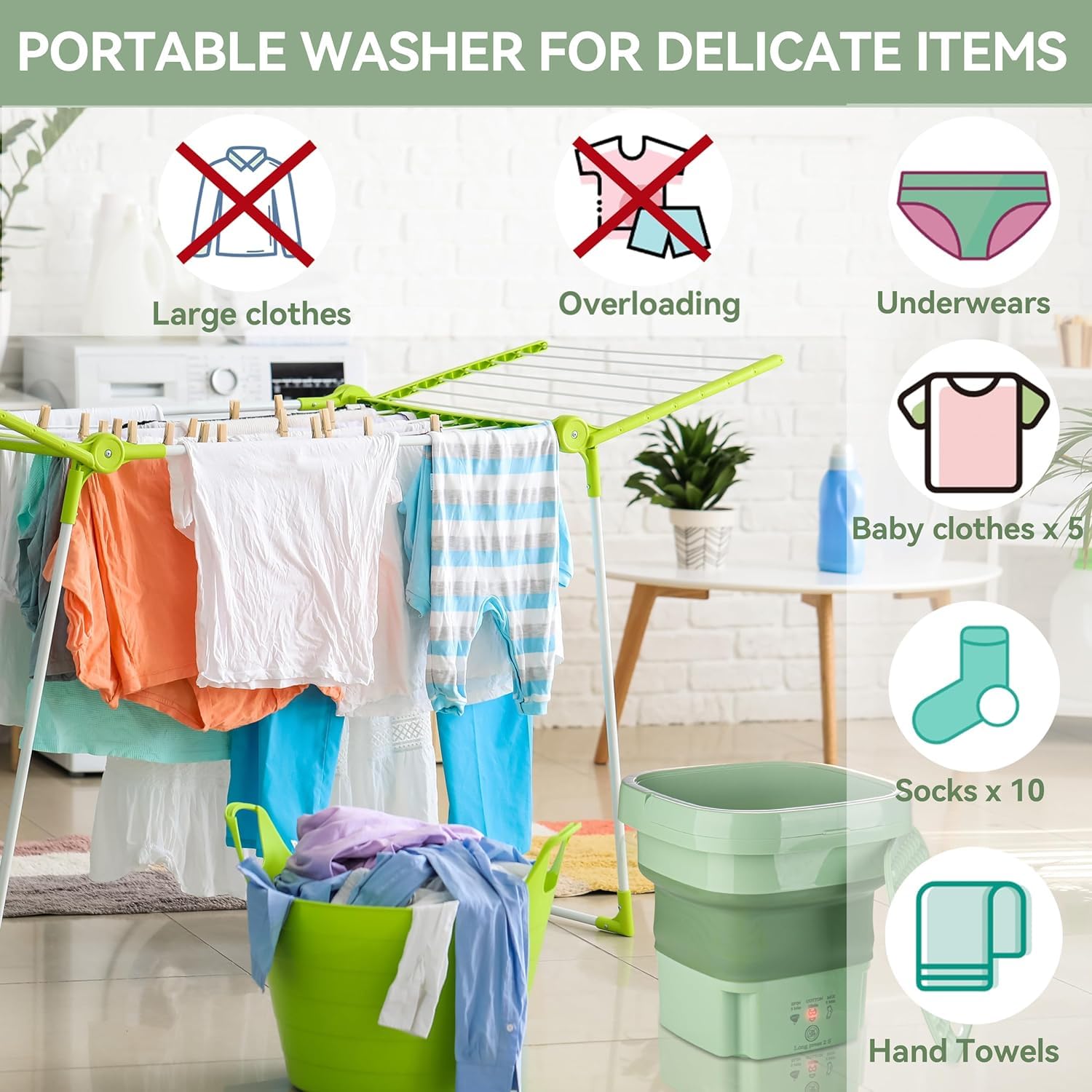 BenLoc 9L Portable Washing Machine Foldable Mini Washer