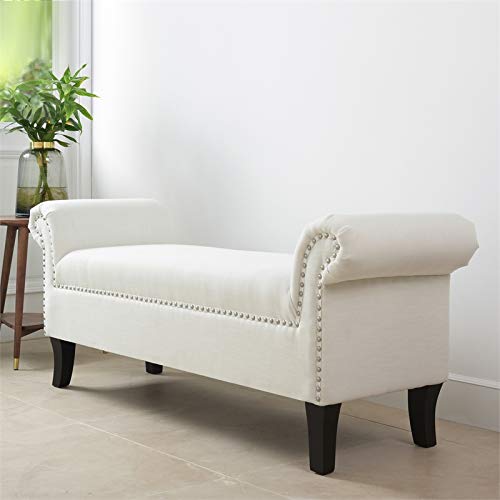 Jennifer Taylor Home Kathy Roll Arm Entryway Accent Bench, Bright White Polyester