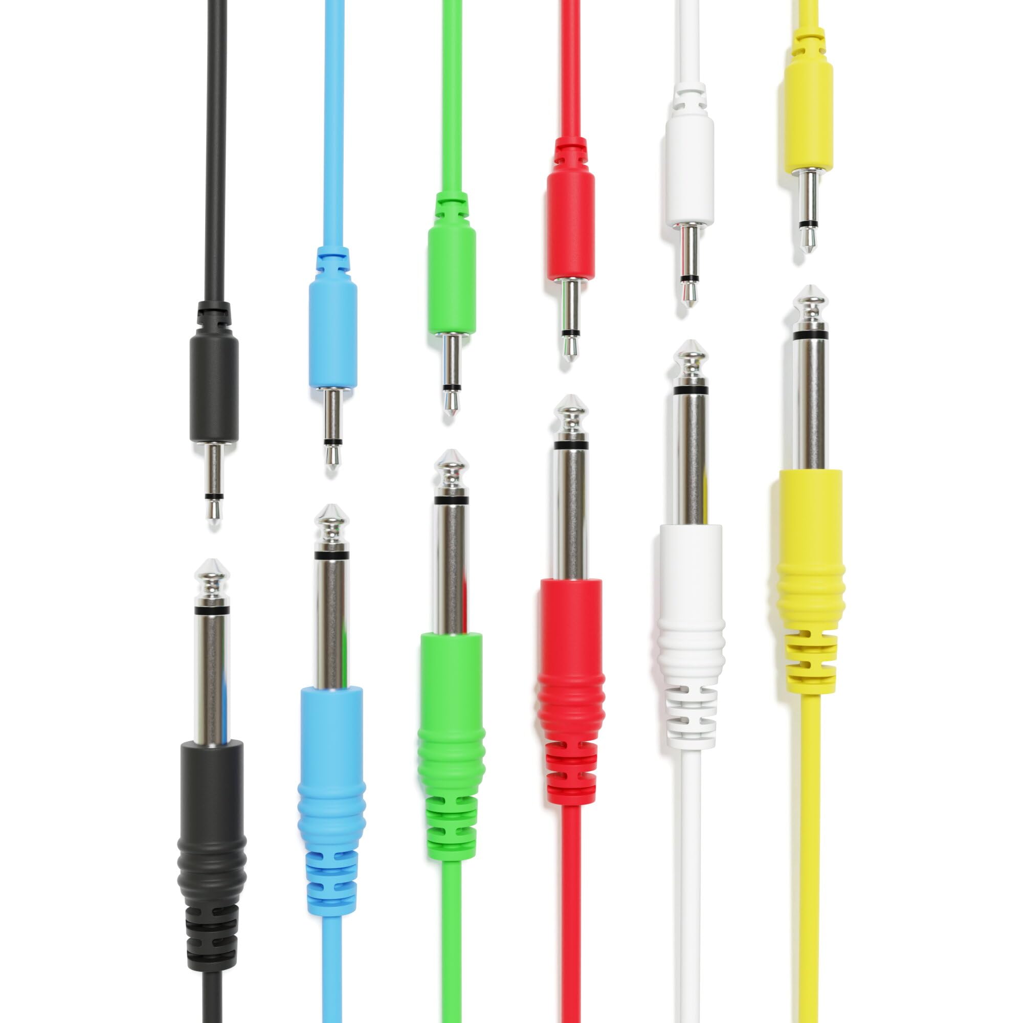 ExcelValley - Mono Patch Cables - TS 3.5mm 1/8" to 6.35mm 1/4" [6A-Pack | 150 cm - 59.06"]