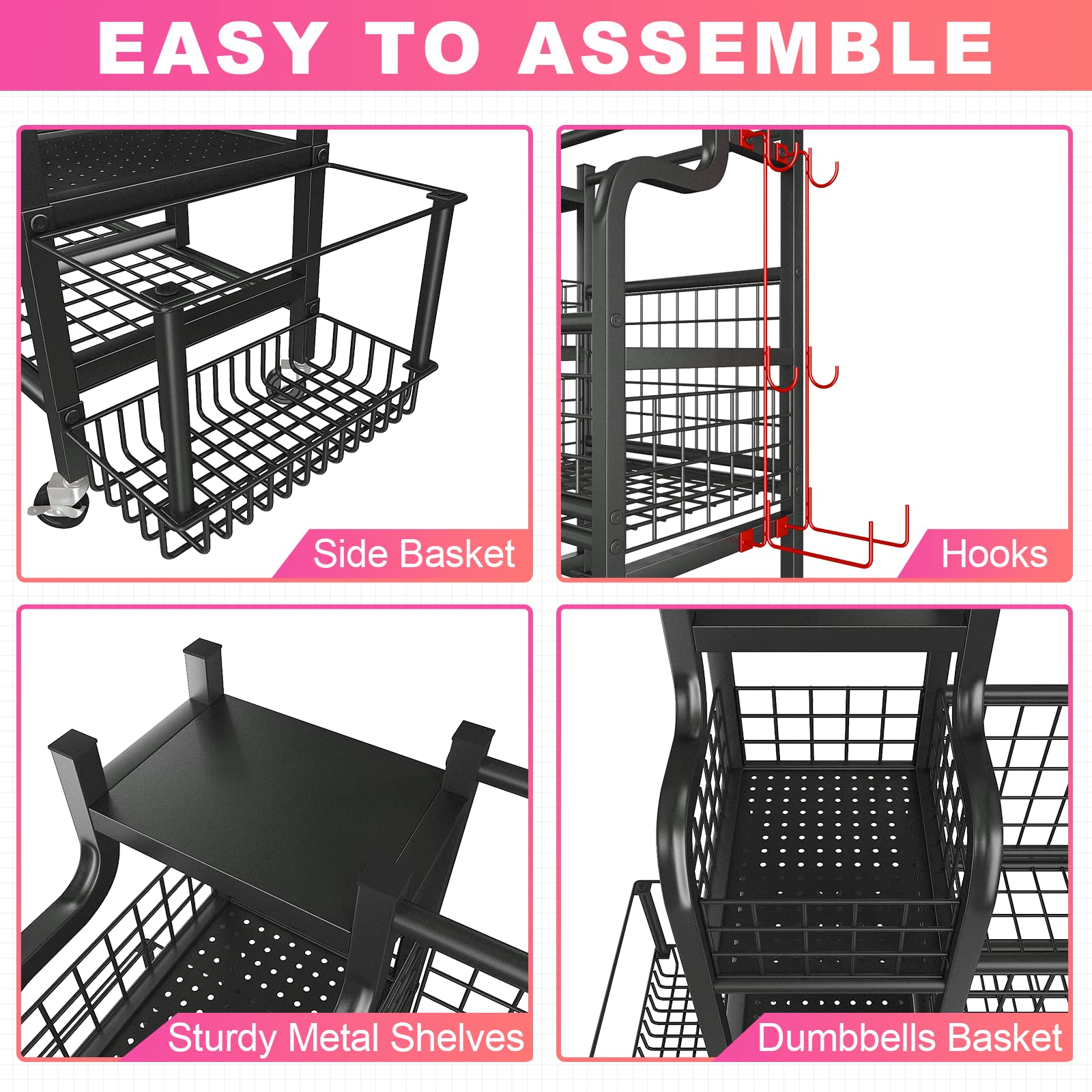Bepatio Home Gym Storage Rack on Wheels