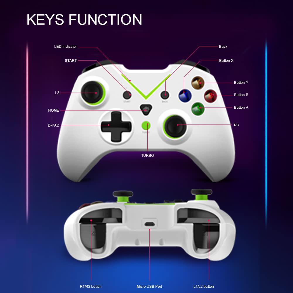 Beproess Wireless Controller for Xbox one, Built-in Dual Vibration 2.4HZ gamepad Compatible with Xbox One/One S/One X/Series S/Series X/PS3/Windows 10
