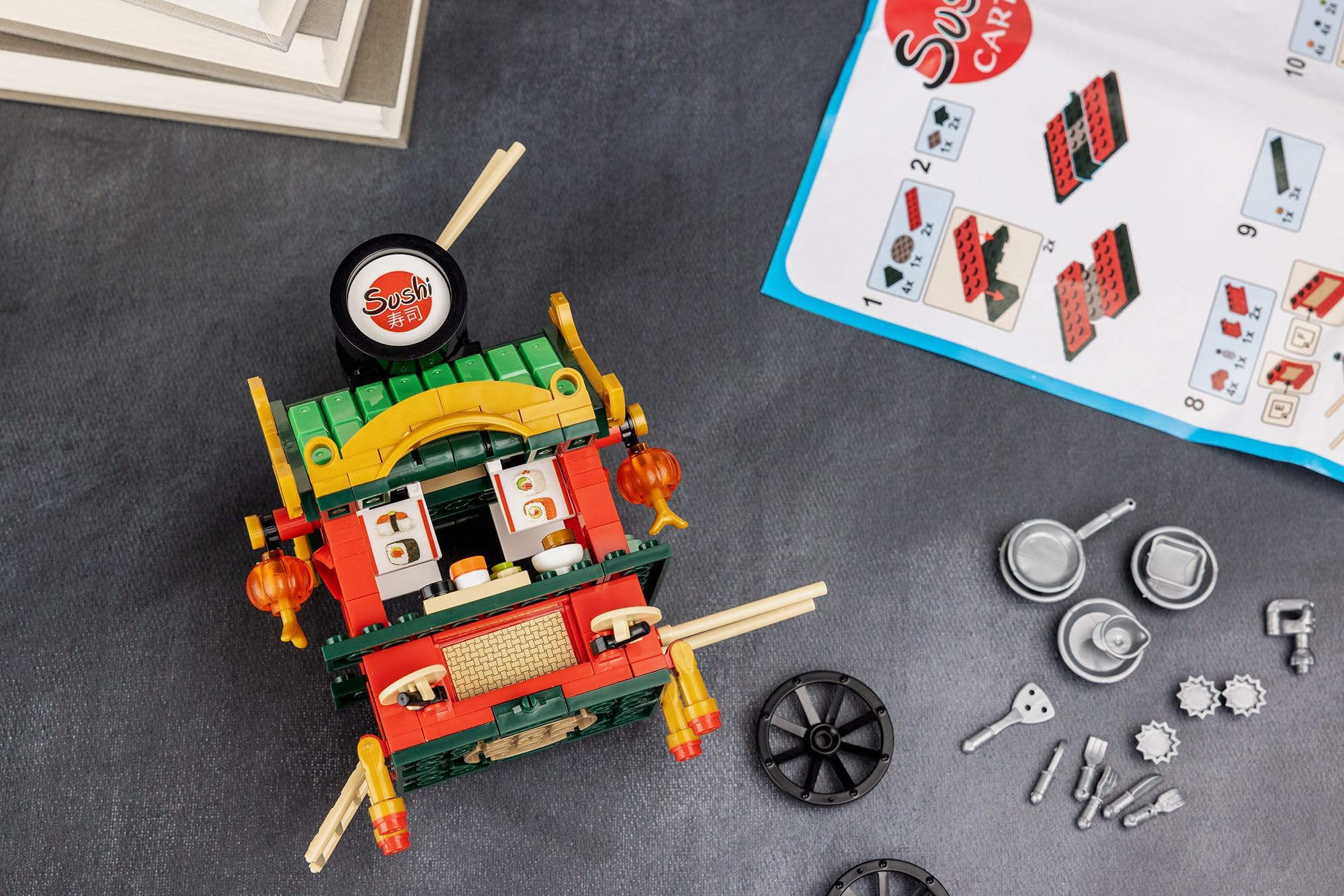 Exclusive Mini City - Sushi Cart - Custom Design Bricks - Compatible with All Major Brands …