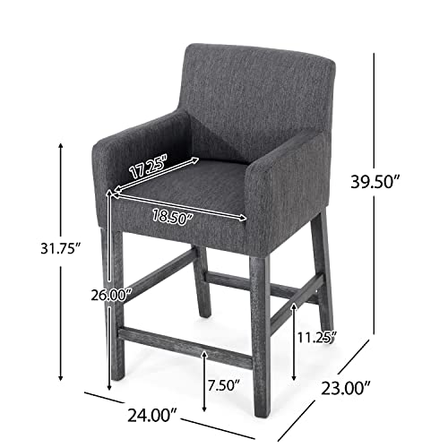 Christopher Knight Home Armga Upholstered 26 inch Counter Stool - Charcoal/Gray