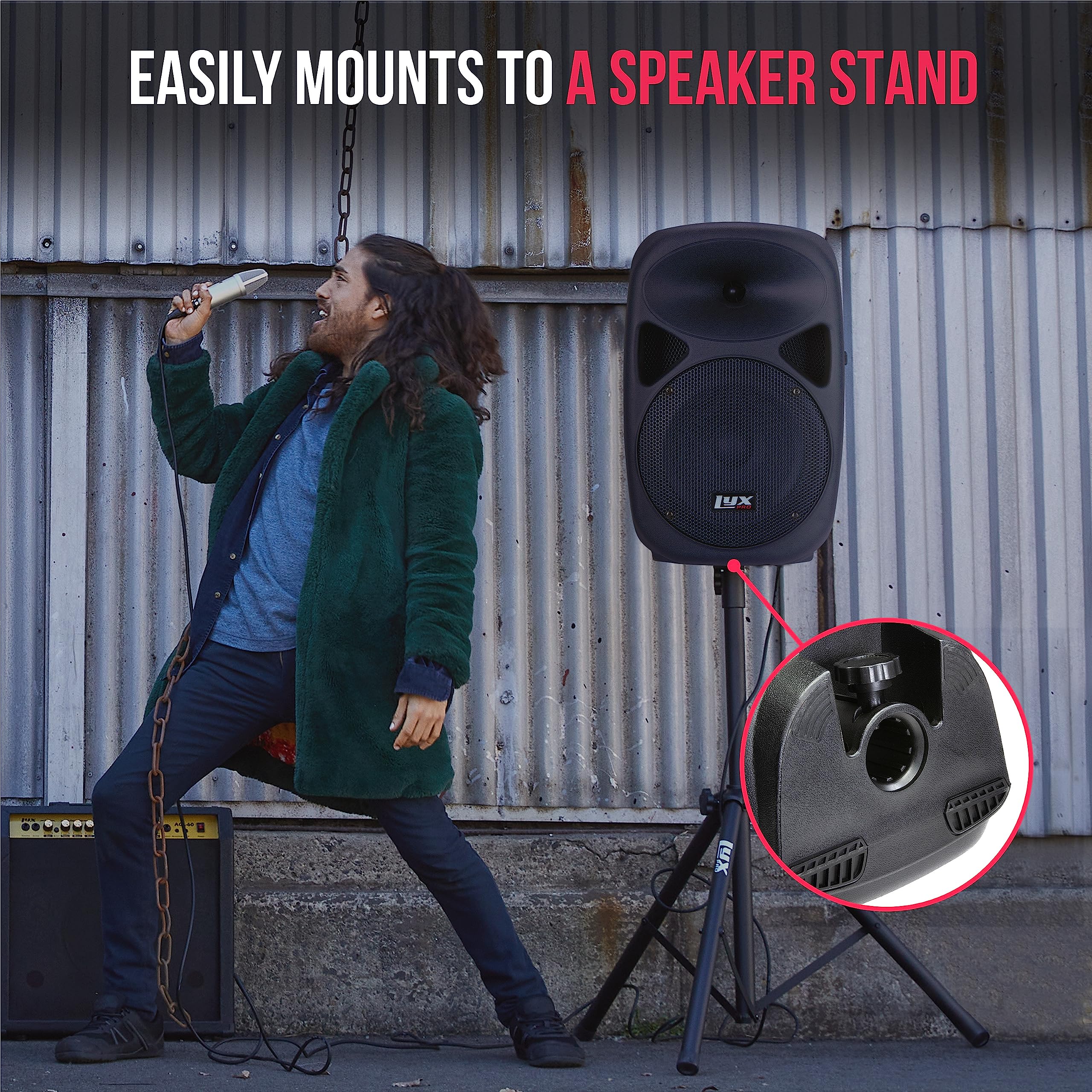 LyxPro 10" Inch Passive DJ PA Speaker System XLR,1/4,Speakon, Connections Daisy Chain Compatible, 8 Ohm, Lightweight, Stand Mountable,