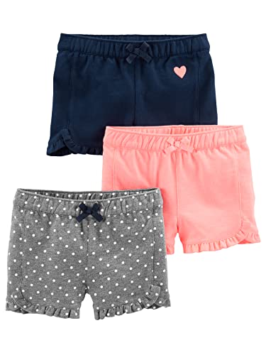 Simple Joys by Carter's Girls' 3-Pack Knit Shorts, Pink/Grey/Navy, 3T